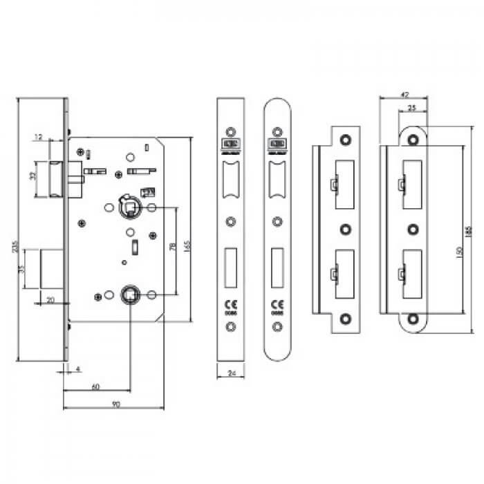 Union HD72WC-S DDA 60mm Backset Bathroom Lock Satin - Mortice Locks ...