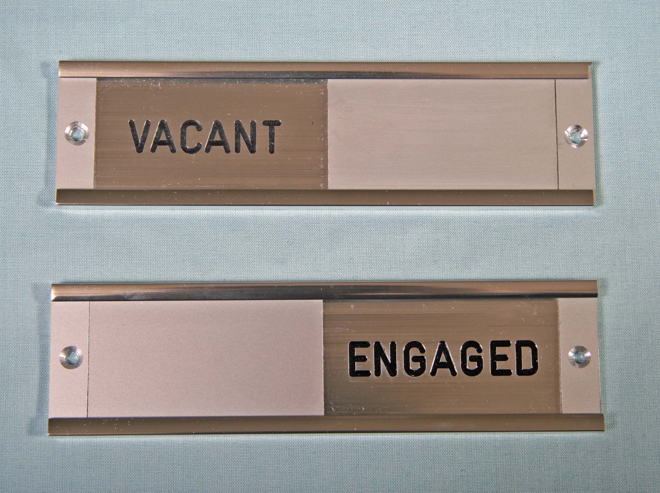Vacant/Engaged Slide Panel Satin Aluminium Sign